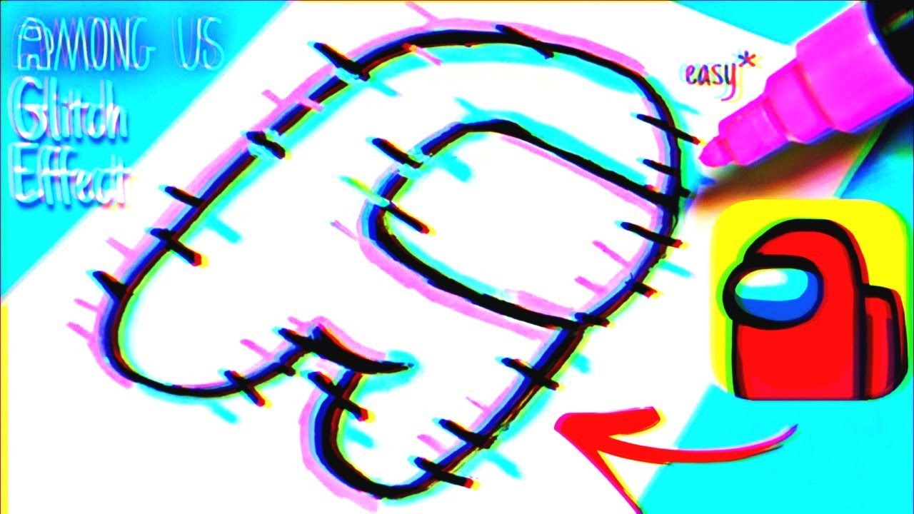 How To Draw AMONG US Glitch Art Tutorial | Among Us Animation ...