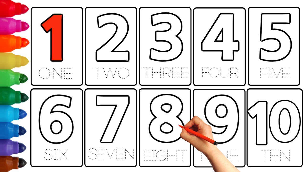 아이들을 위한 숫자 그리고 색칠하면서 숫자 배우기, 1 to 10 counting, 123456789, phonics song ...