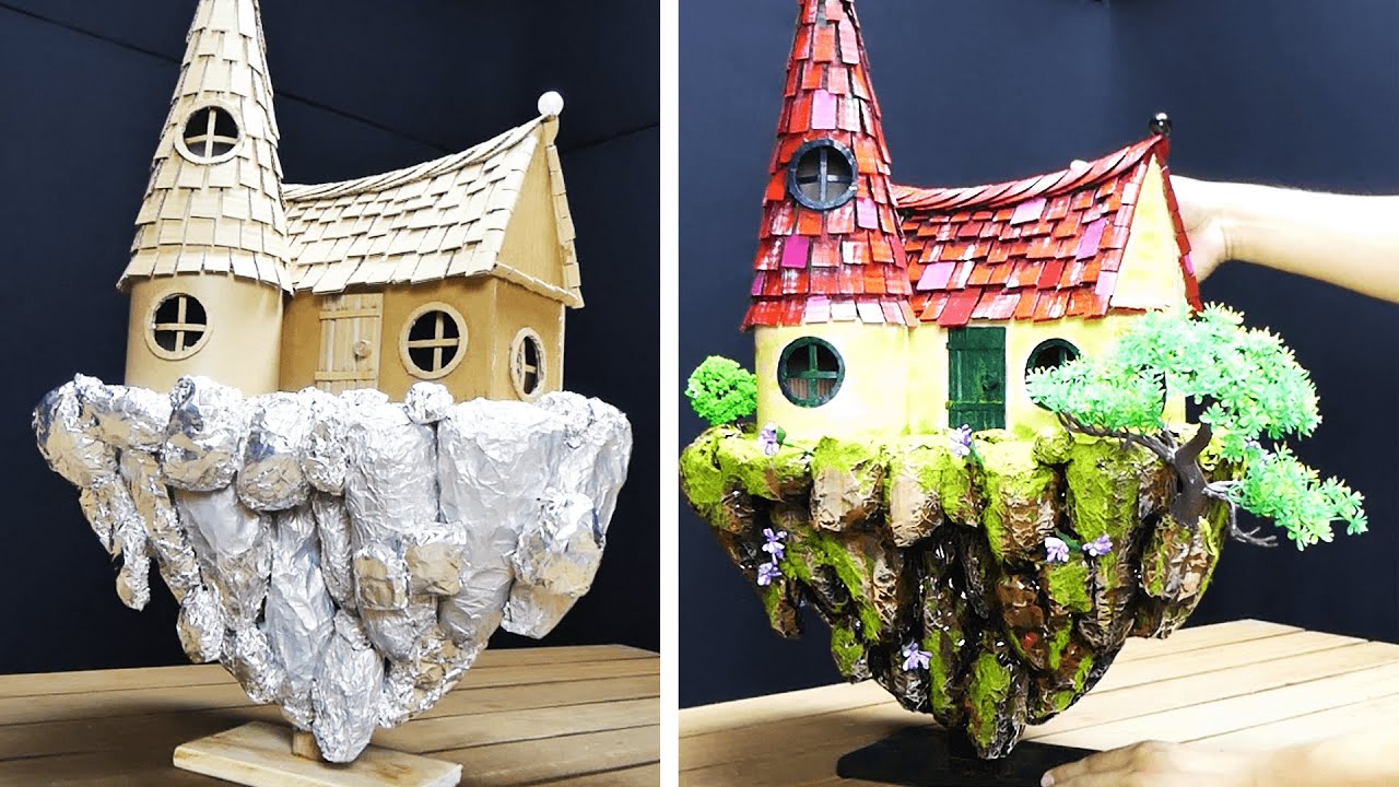 Cardboard House #60 - Fantastic DIY Floating Island House - YouTube