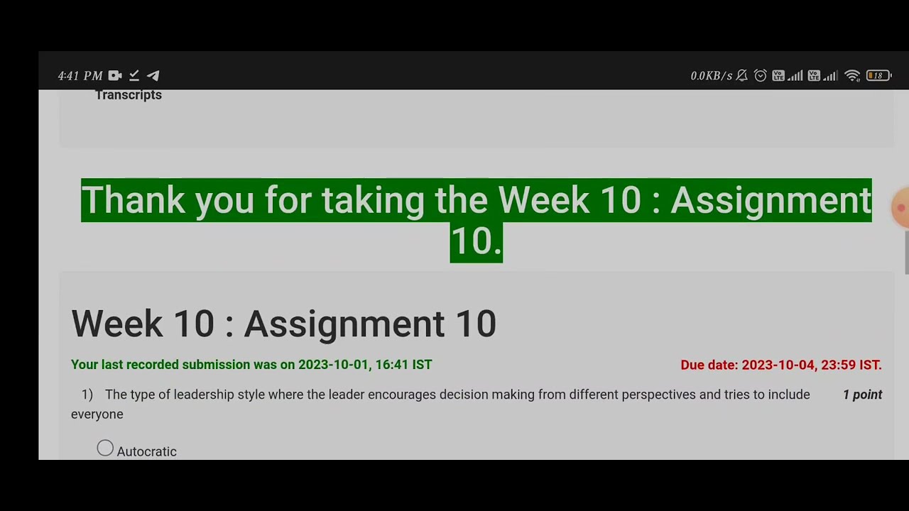 Organizational Behaviour week 10 Assignment answer 2023 - YouTube