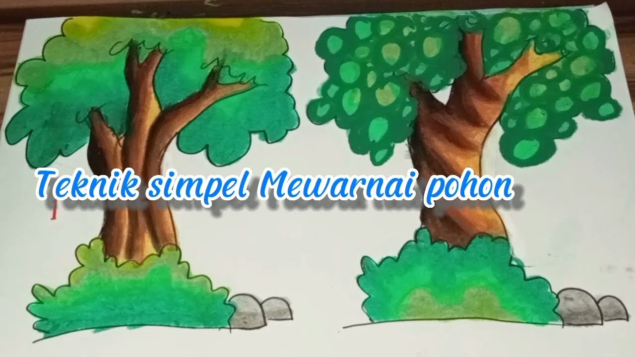 Cara mewarnai pohon dengan Gradasi - YouTube