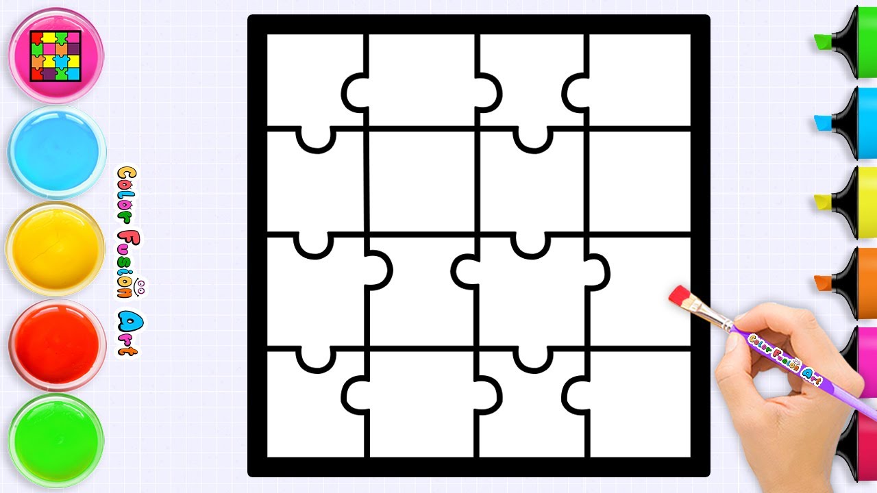 How to Draw Square Puzzle Pieces | Drawing & Painting | Easy Step By ...