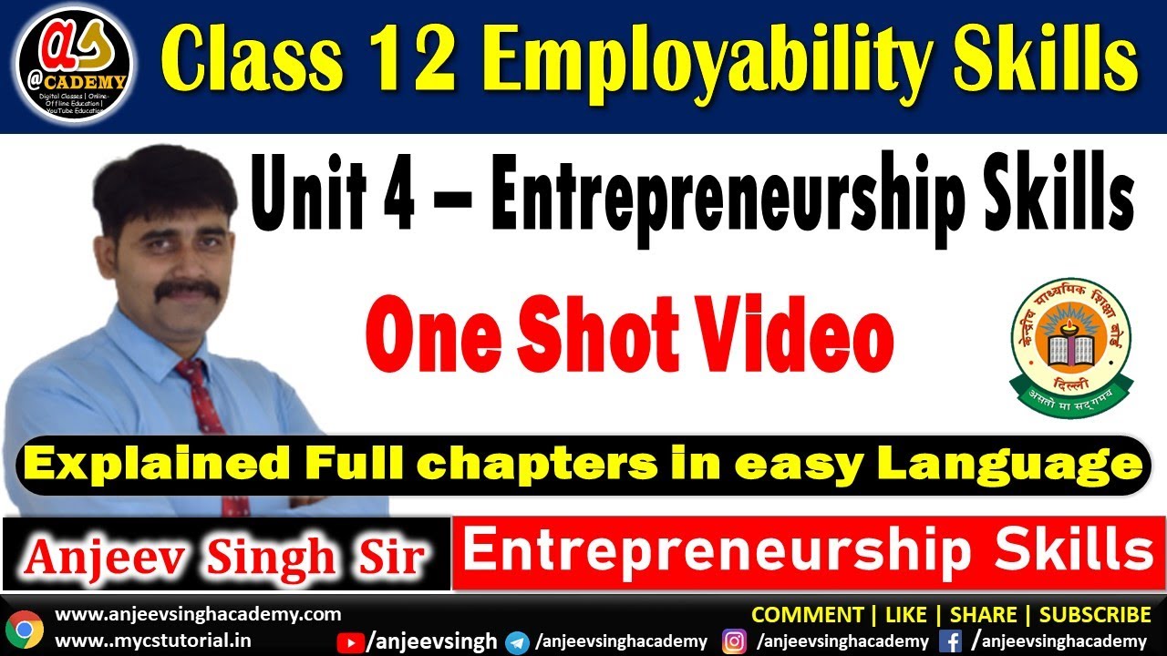 Class 12 Employability Skills | Unit 4 - Entrepreneurship Skills | One ...