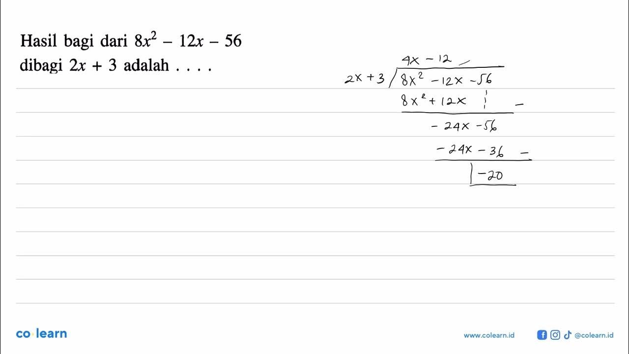 Hasil Bagi Dari 8x 2 12x 56 Dibagi 2x 3 Adalah YouTube hasil-bagi-dari-8x-2-12x-56-dibagi-2x-3-adalah-youtube