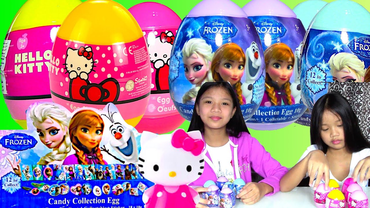 Disney Frozen Hello Kitty Surprise Eggs + Surprise Egg Game - YouTube