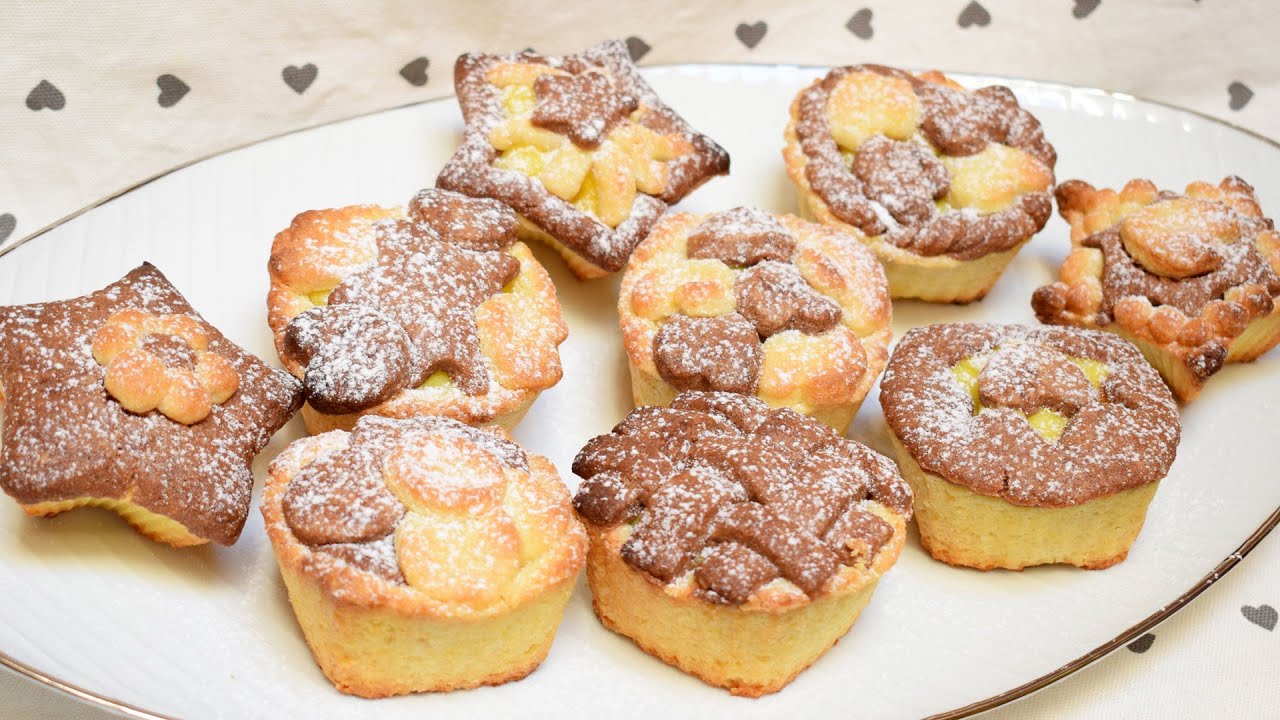MINI CROSTATE ALLA CREMA DECORATE crostatine alla crema con frolla al ...
