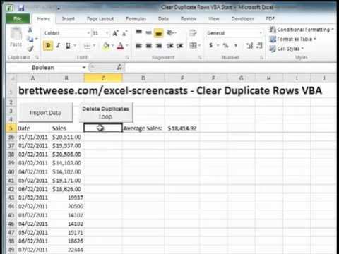 Excel VBA - Delete Duplicate Rows - YouTube
