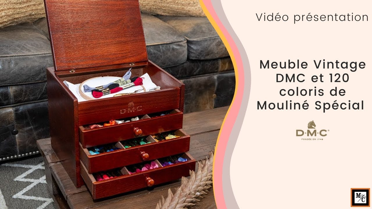 Présentation du Meuble Vintage et 120 coloris de Mouliné Spécial DMC - La Maison du Canevas ...