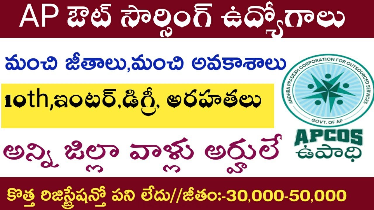 APcos ఉద్యోగాలు విడుదల 2020||Apps latest news 2020||apcos 10th ,inter ...