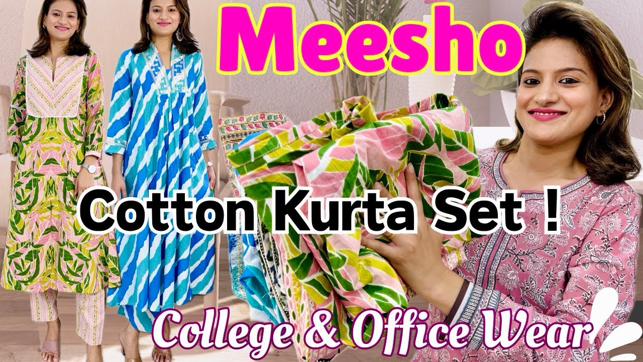 Meesho Kurti Set Haul l Meesho Cotton Kurta Set l Office Wear l Daily ...
