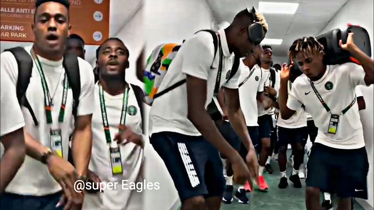 Super eagles dancing to the stadium with loudspeaker before trashing Angola 1-0 - YouTube