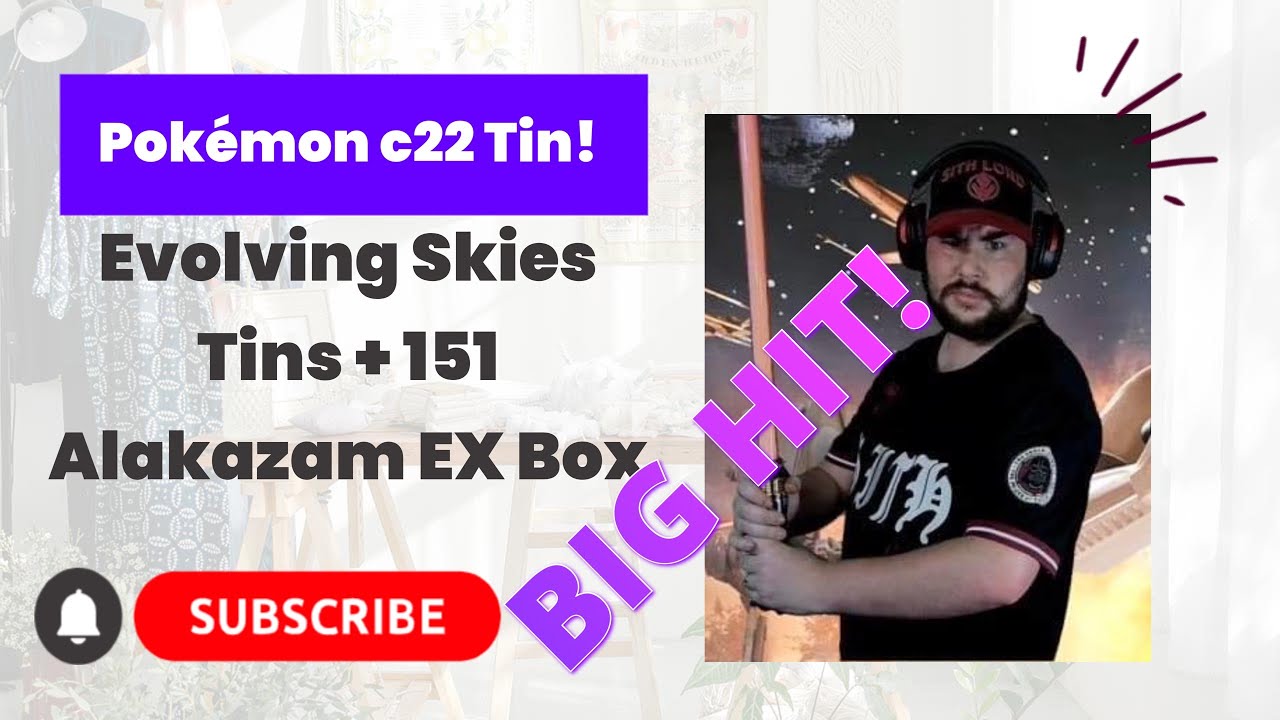 POKEMON C22 TIN PACK OPENING (EVOLVING SKIES) + 151 ALAKAZAM EX BOX ...