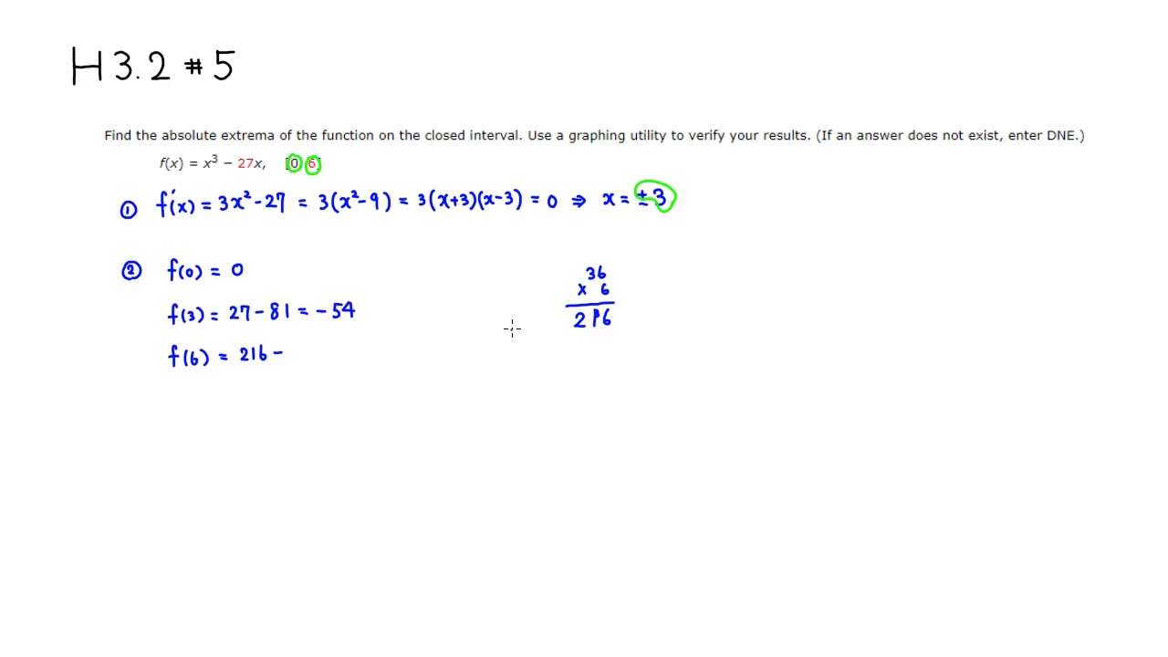 Example Using Closed Interval Method To Find Absolute Maximum And Minimum Mth 109 H3 2 5 F18