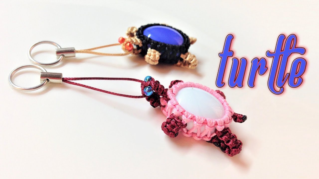 Macrame Turtle key chain tutorial - Simple handmade step by step guidance - Thắt móc khóa con ...