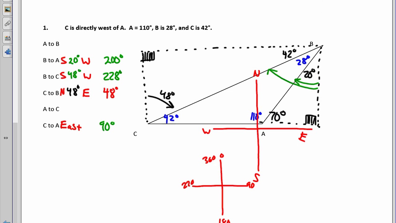 College Trigonometry Unit 6 5 Notes Bearings Day 1 2020 - YouTube