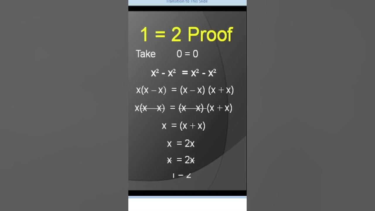 1=2 proof I Find out the Mistake I Amazing Proof in Mathematics #Mathmagic #shorts - YouTube