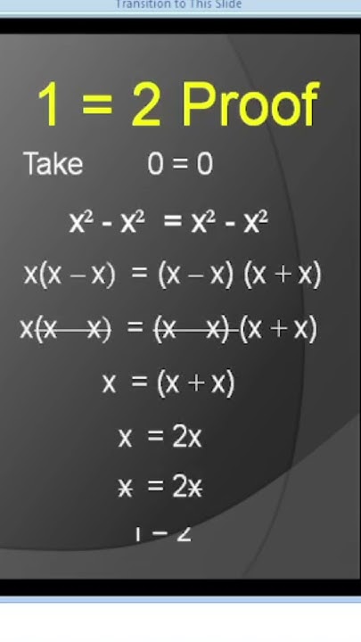 1=2 proof I Find out the Mistake I Amazing Proof in Mathematics #Mathmagic #shorts - YouTube