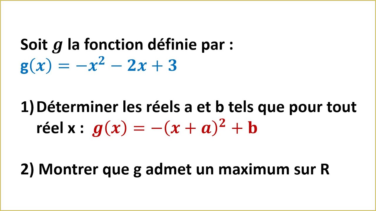 EXERCICE MAXIMUM D'UNE FONCTION - TRONC COMMUN SCIENTIFIQUE ET ...