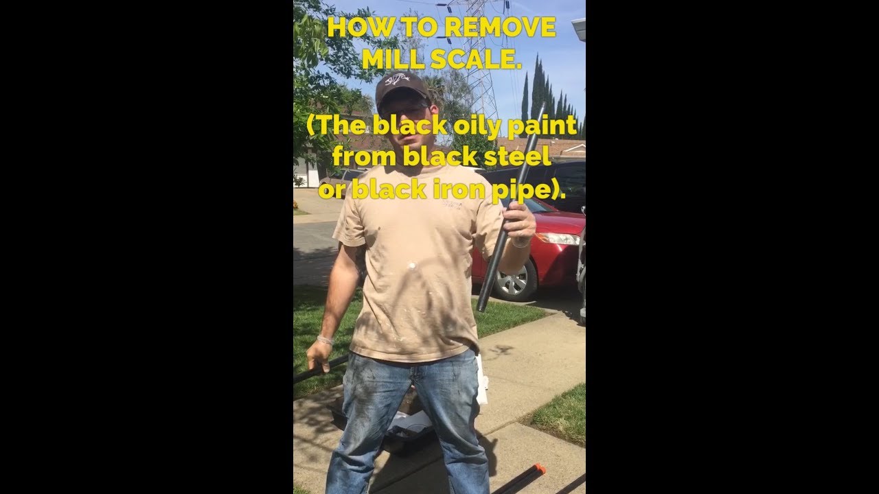 Remove black oily paint (mill Scale) from black pipe. - YouTube