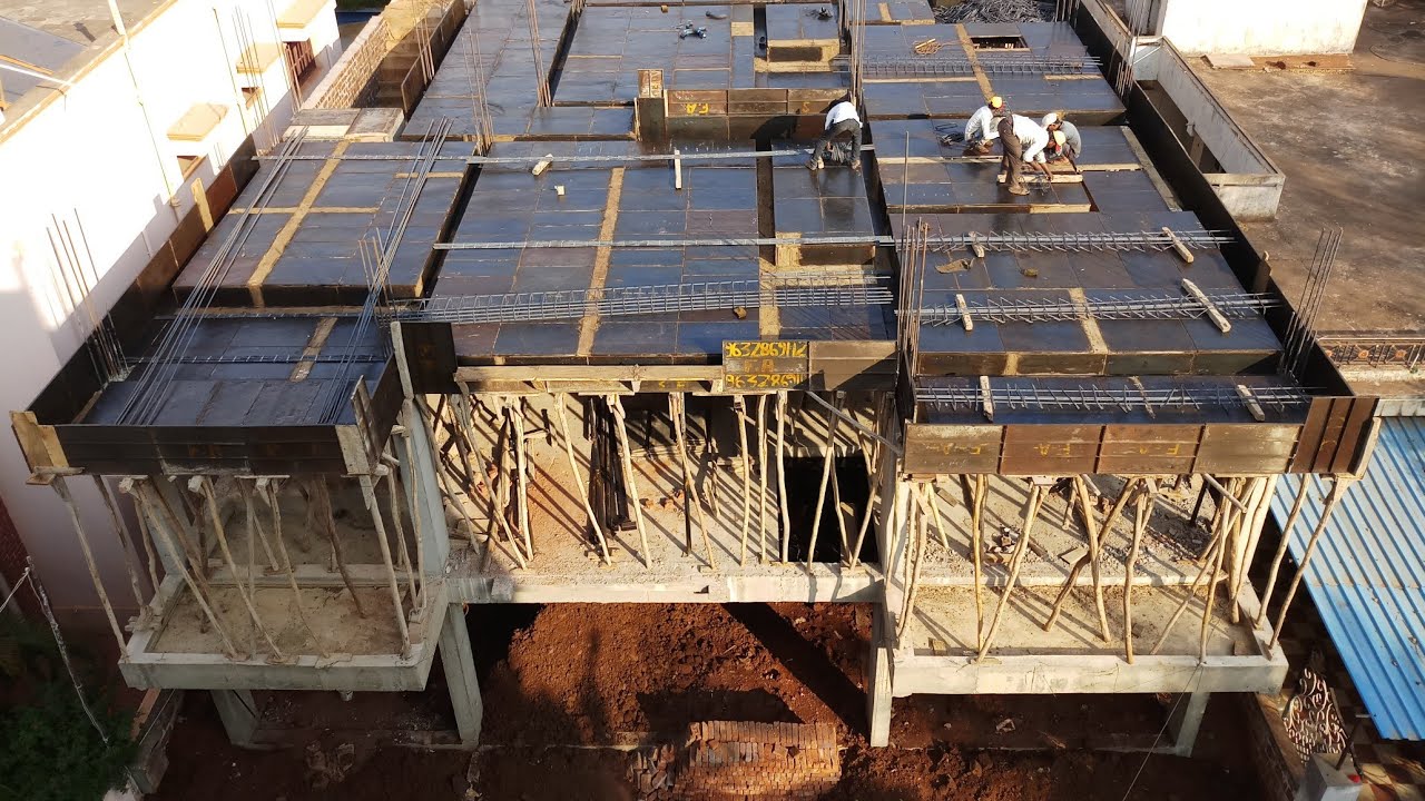 Slab work and shuttering work of apartment top view - YouTube