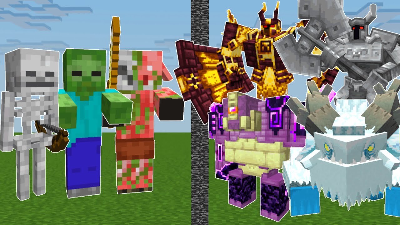 Undead Army vs Cataclysm & Mowzie's Mobs Bosses (Minecraft Mob Battle ...