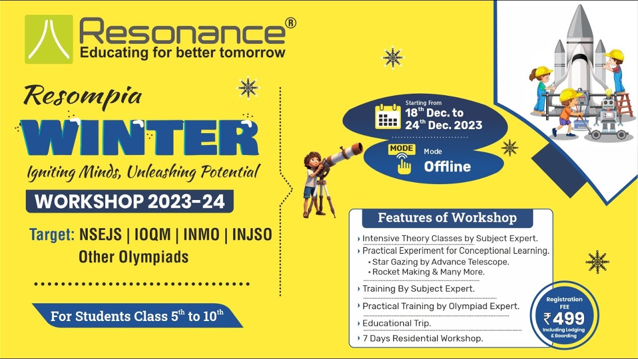 👉 Resonance announces "Resompia Winter Workshop 2023" for students of classes 5th to 10th. - YouTube