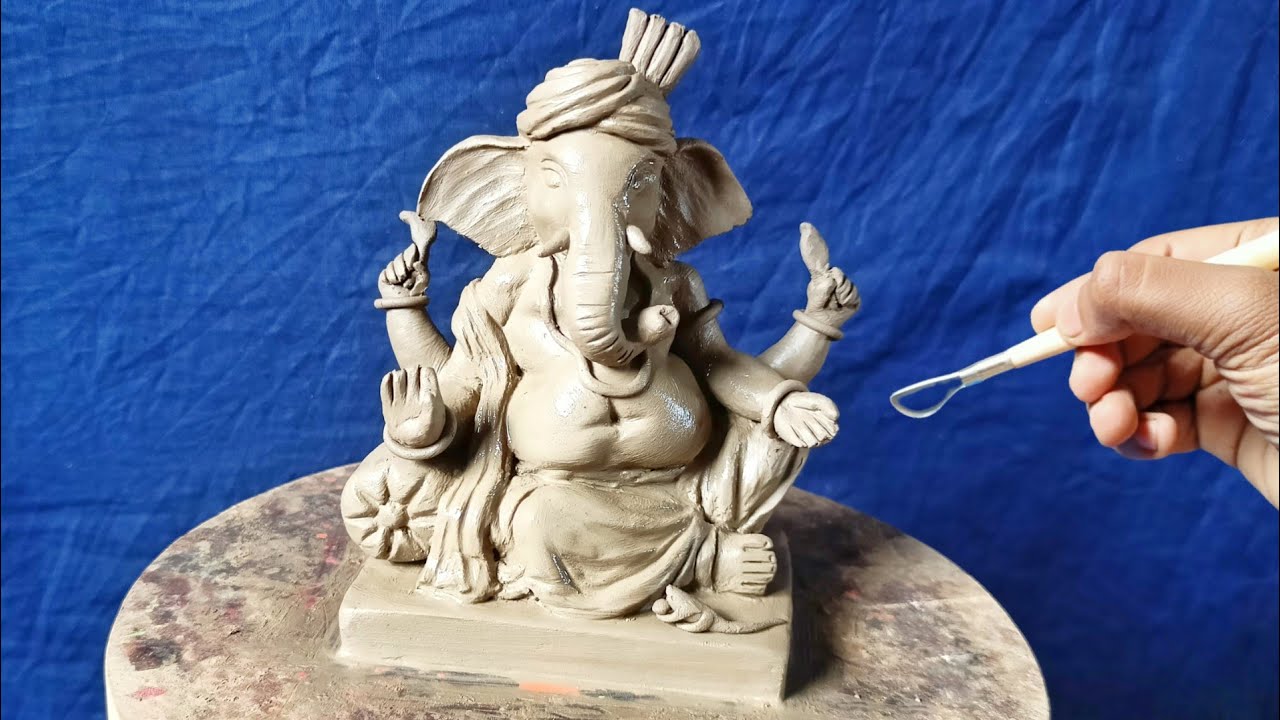 Ganesh murti making with clay | mitti ki ganapati murti | clay art ...