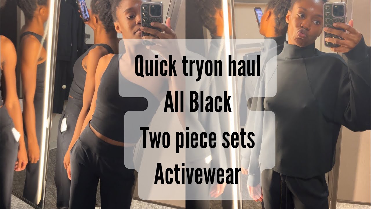 Quick tryon haul | all black two piece sets | activewear | beyond yoga ...