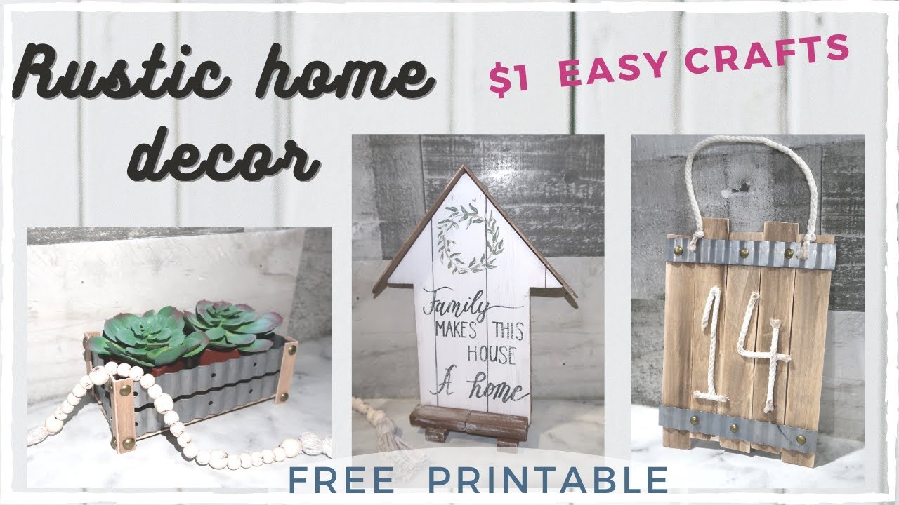 DOLLAR TREE RUSTIC HOME DECOR * Easy Crafts * DIY Rustic Farmhouse ...