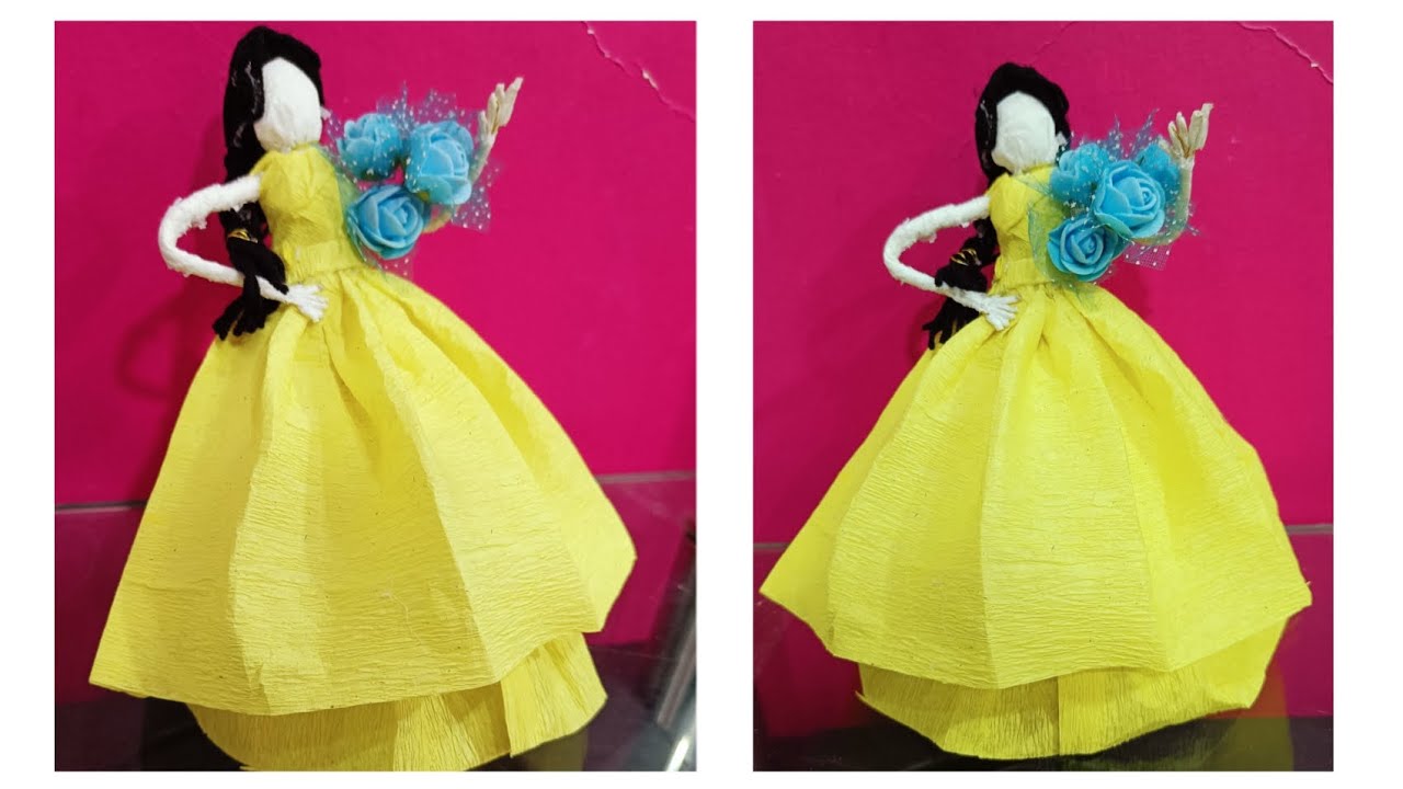 DIY Crepe paper doll tutorial home decoration idea | How to make crepe ...