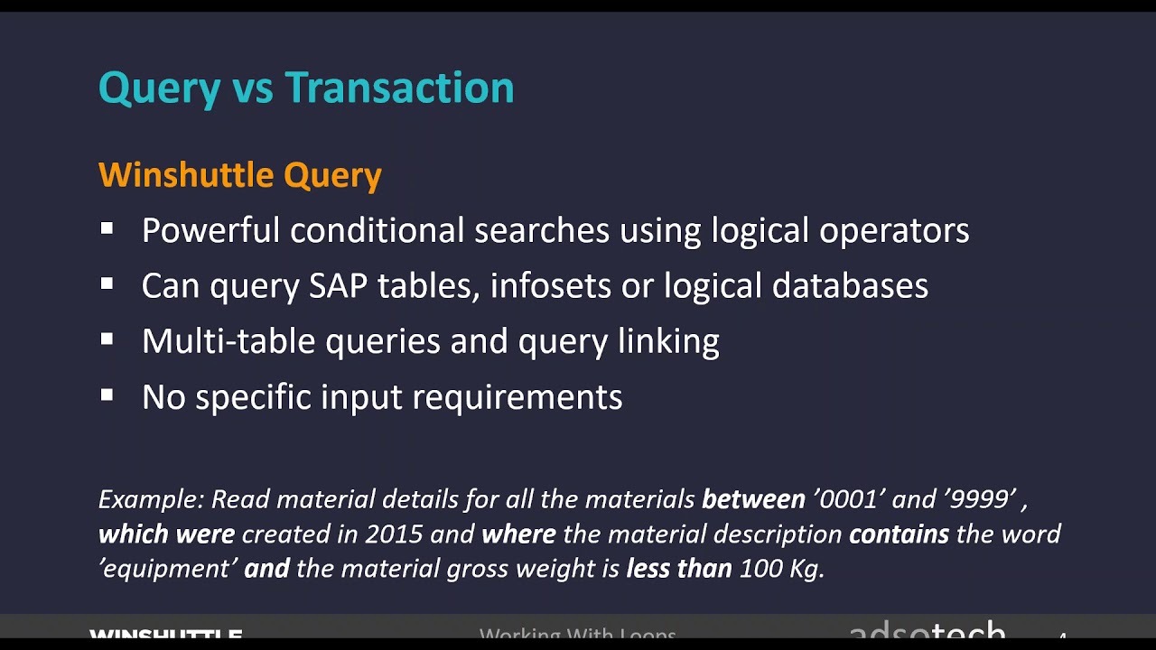 Query and Roundtrips - Winshuttle Studio - YouTube