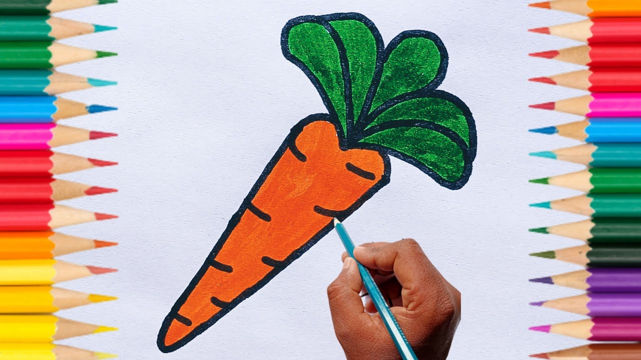How to draw a carrot || Carrot drawing for kids || @Cutedrawings01 ...