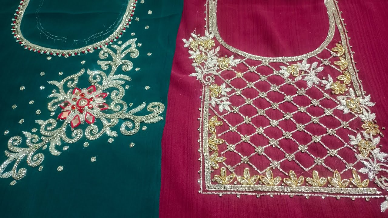 beautiful nack design || hand Embroidery nd aari work || like nd 👍 # ...
