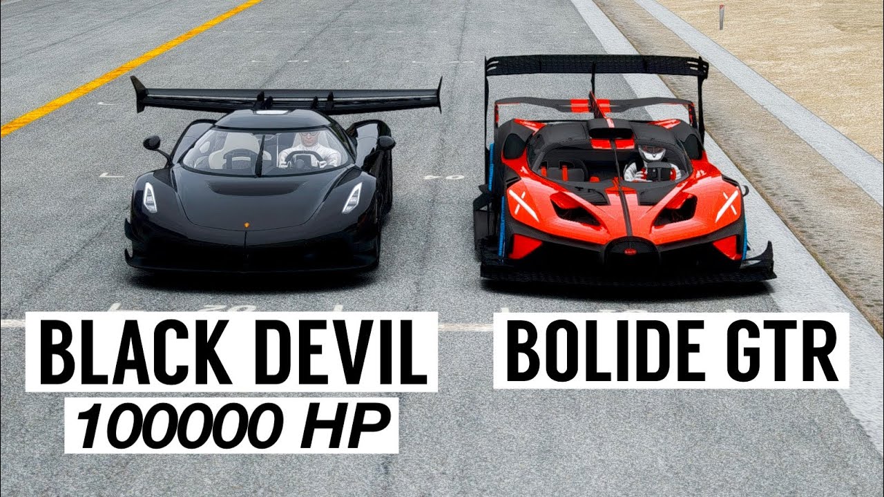 100000 HP Koenigsegg Jesko Black Devil vs Bugatti Bolide GTR at Special ...