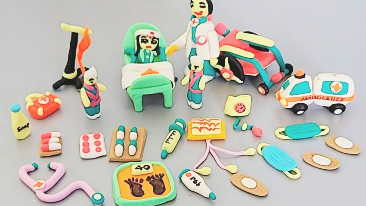DIY How to make Polymer clay Miniature Doctor set | Mini medical kit ...