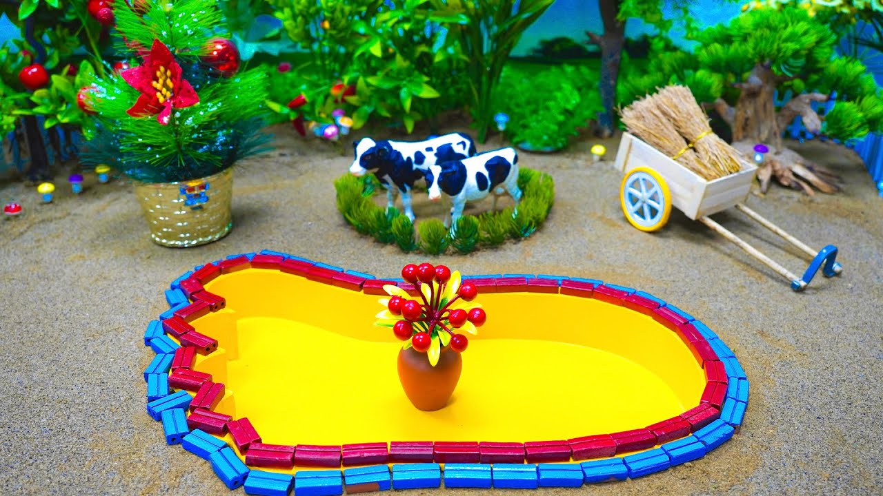 DIY Diorama mini farm with grazing cows, ox carts, pine trees | TH DIY ...