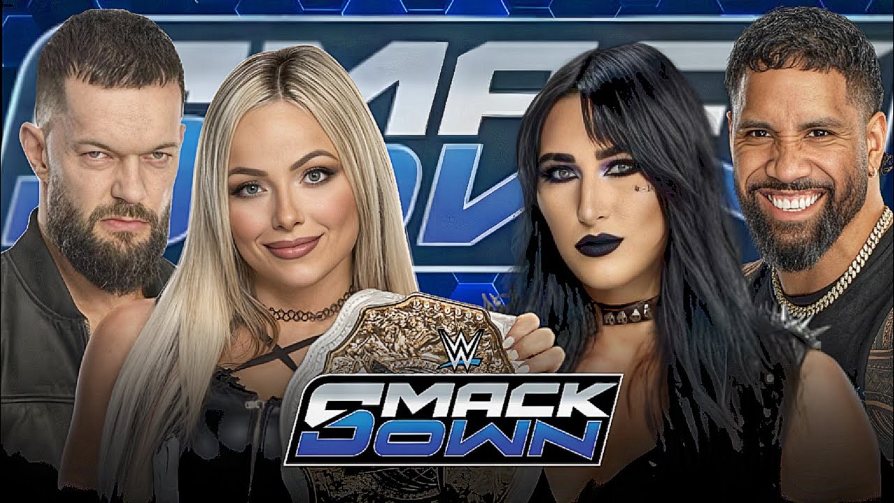 WWE SmackDown Rhea Ripley & Jey Uso vs Liv Morgan & Finn Balor Full ...