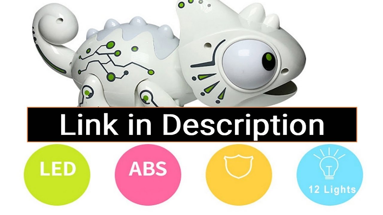 Toy robot chameleon with tongue, remote control (RC), colour LED light ...