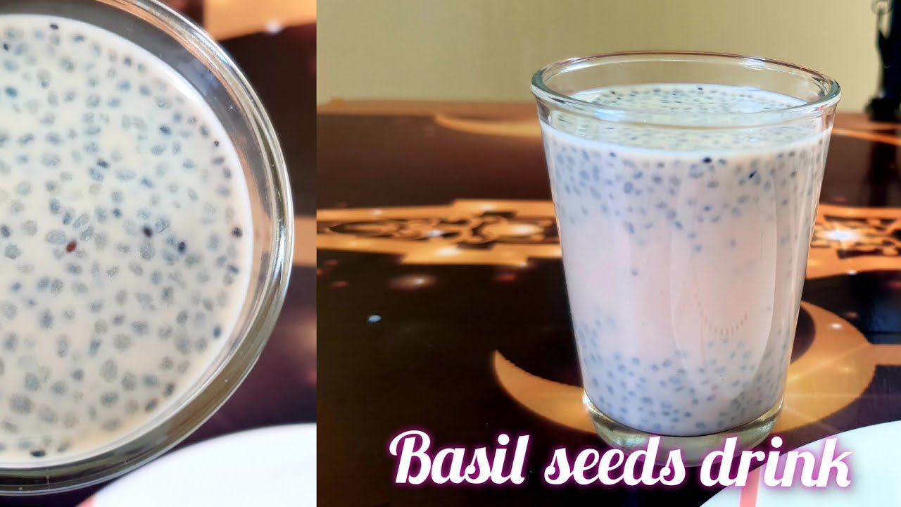 SWEET BASIL SEED DRINK | Milk with sabja seeds | Sabja seeds Recipes ...