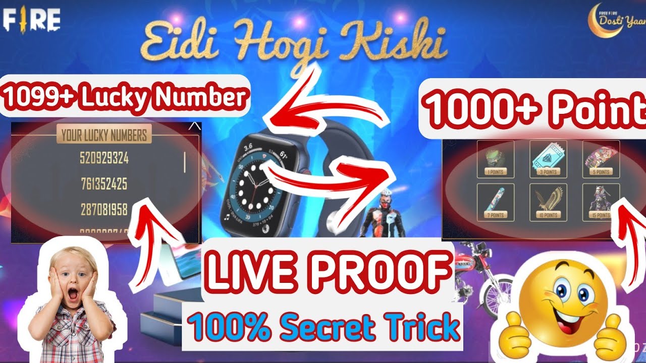 Free Fire Eidi Hogi Kiski Event | How Get Unlimited Points And Lucky ...
