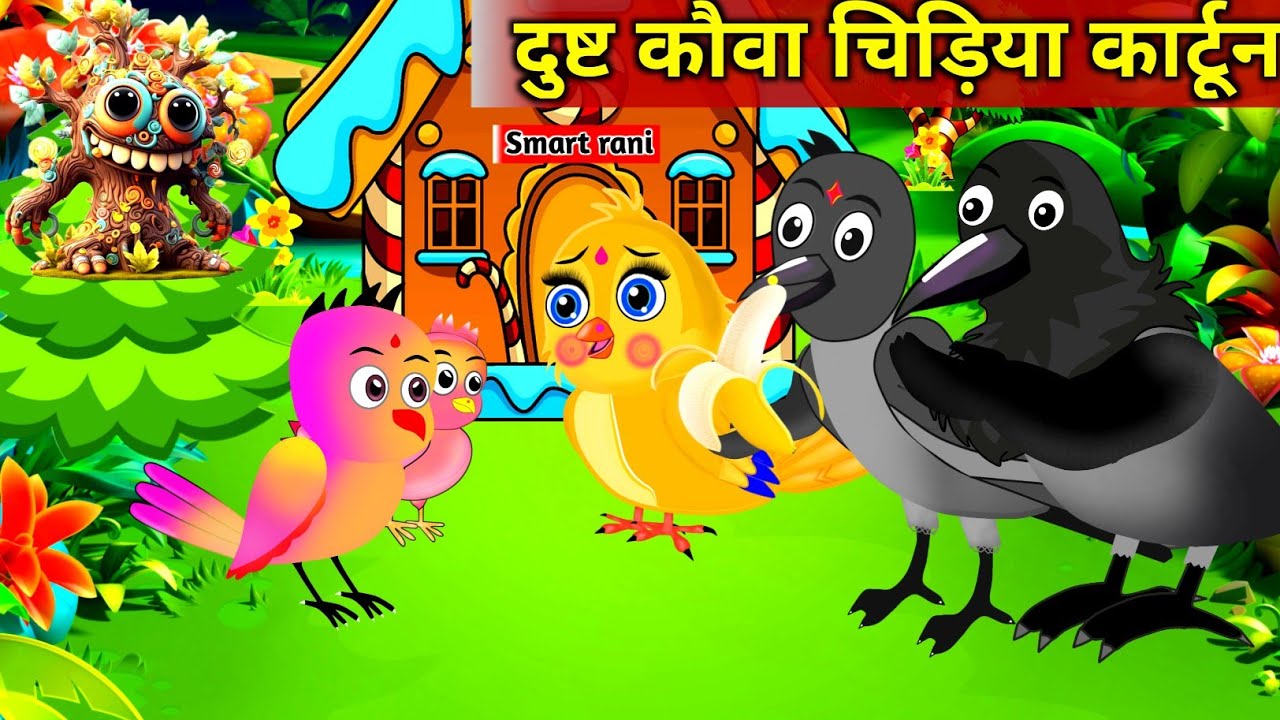 दुष्ट कौवा चिड़िया कहानी | chidiya wala cartoon| #chidiya#animation # ...