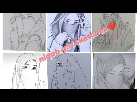 easy niqab girl drawing ideas || cute girl in hijab drawing # ...