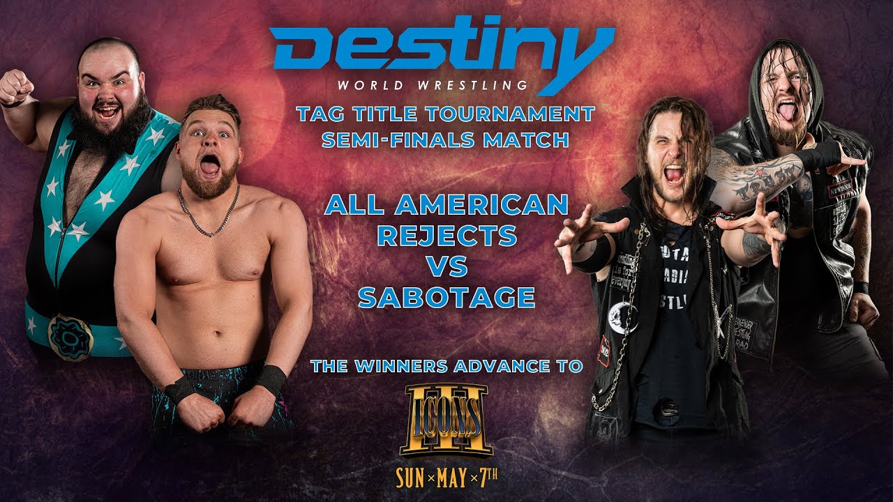 Sabotage vs PUF & Hayden Backlund | Destiny World Wrestling Tag Title ...