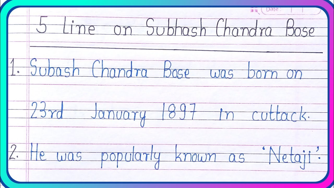 5 line essay on Subhash Chandra Bose in english/Subhash Chandra Bose ...