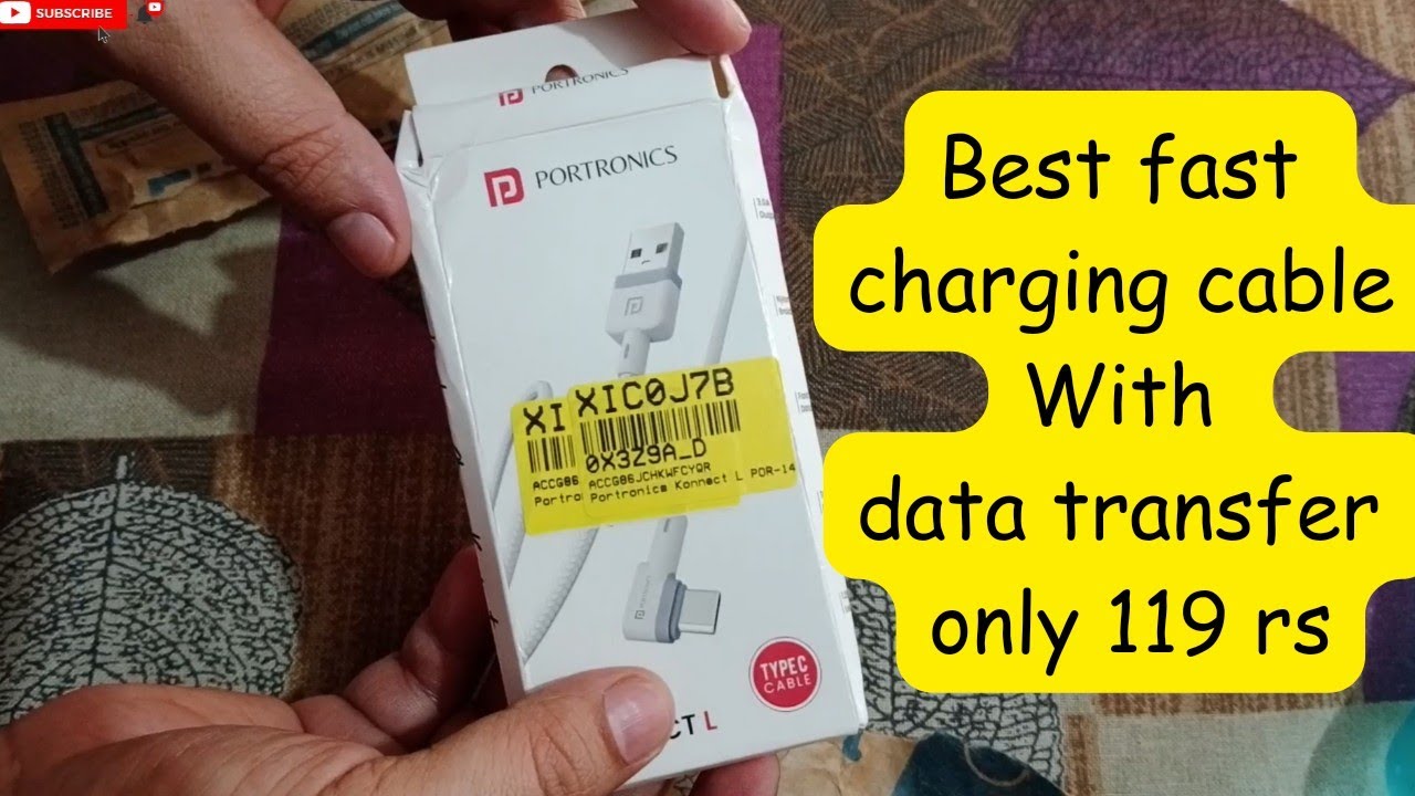 Portronics c type fast charging USB cable unboxing and review, Portronics Konnect 3L type-C ...