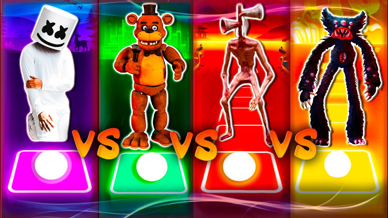Marshmello - FNAF Freddy - Siren Head - Killy Willy ||| Tiles Hop EDM ...