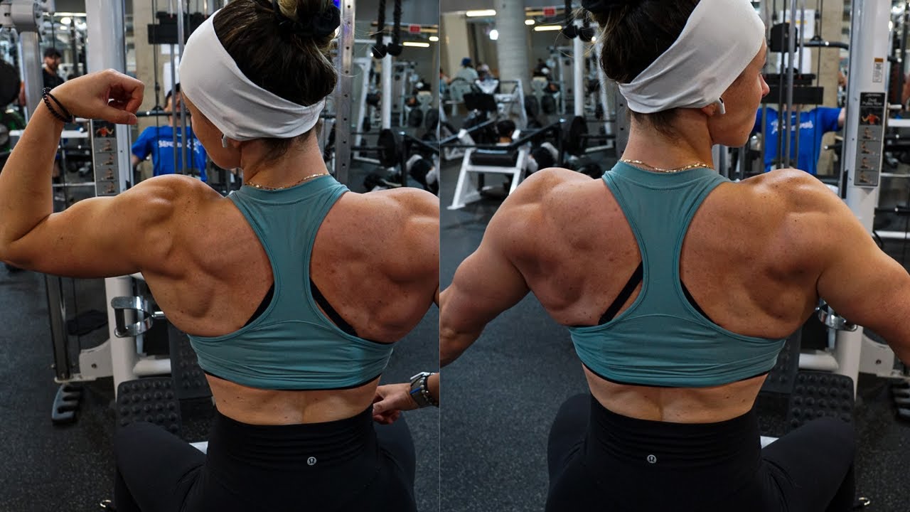 BACK & BICEPS (Figure Competitor: 3 Weeks Out)! - YouTube