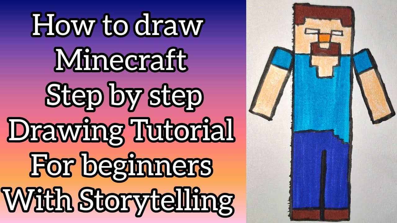 How to draw Minecraft in 3 minutes Step by step For Beginners Tutorial ...