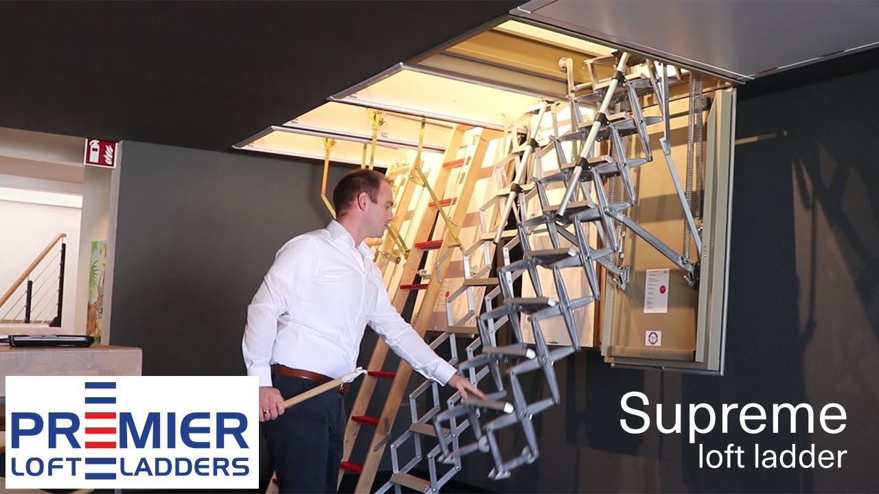 Supreme Loft Ladder with Fire-rated Steel Hatch - YouTube
