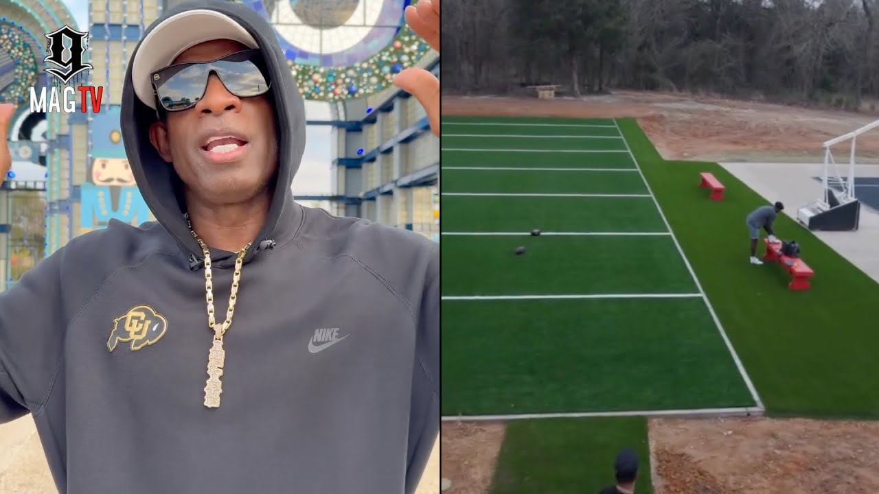 Deion Sanders Builds A Football Practice Turf In His Backyard For Sons ...